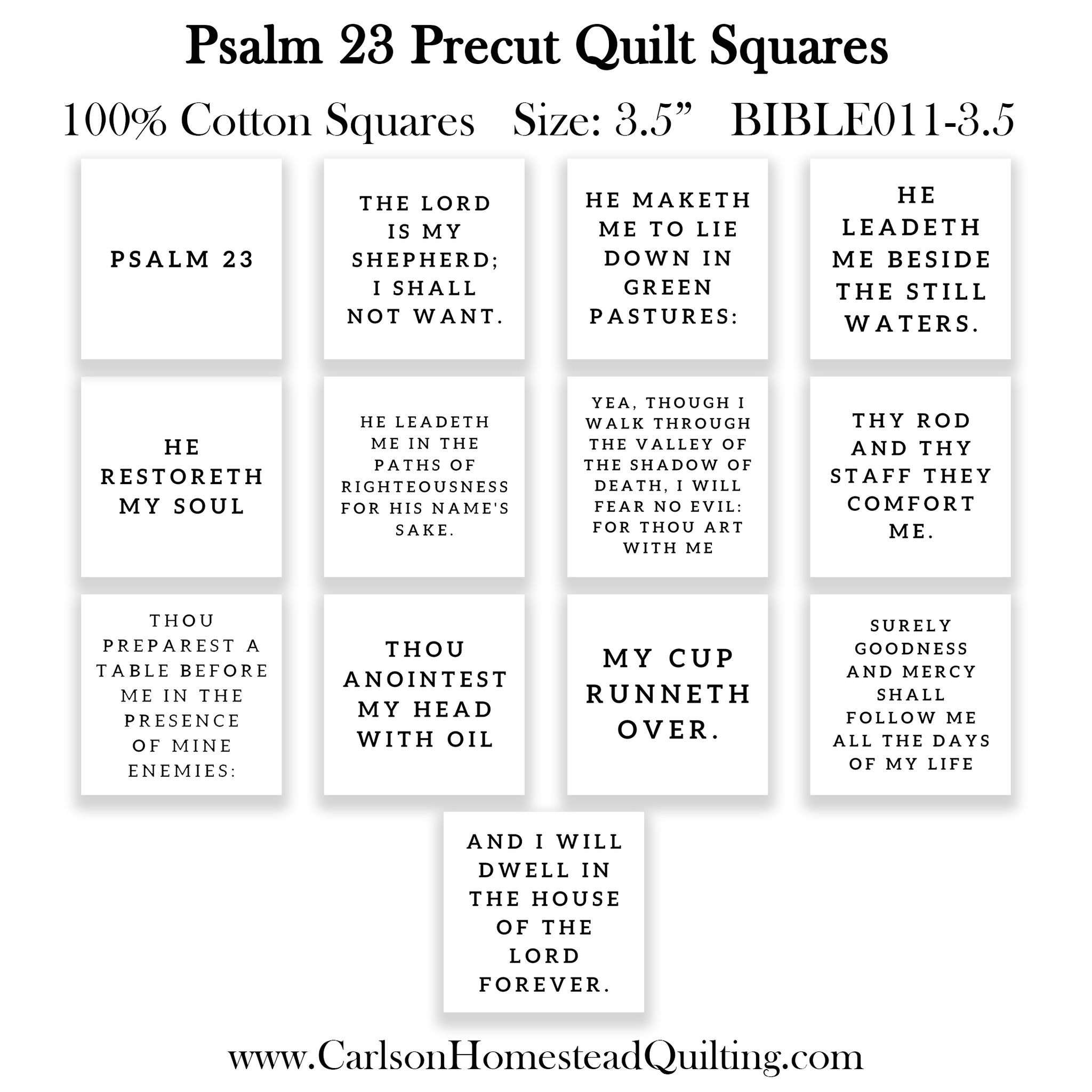 Psalm 23 Precut Quilt Squares Set – KJV Bible Verse Quilt Blocks for C ...